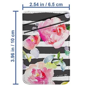 Diascia Pack of 2 - Cellphone Stick on Leather Cardholder ( Modern Pink Watercolor Floral Pattern Pattern ) ID Credit Card Pouch Wallet Pocket Sleeve