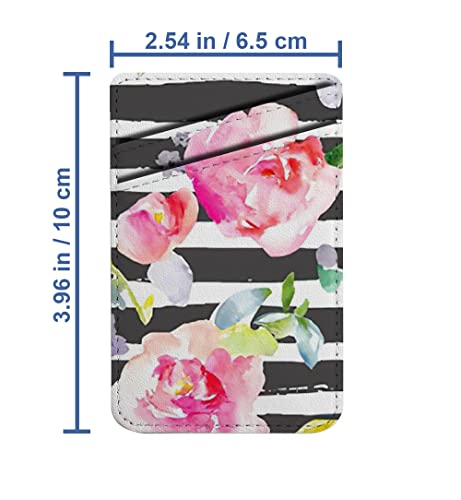 Diascia Pack of 2 - Cellphone Stick on Leather Cardholder ( Modern Pink Watercolor Floral Pattern Pattern ) ID Credit Card Pouch Wallet Pocket Sleeve