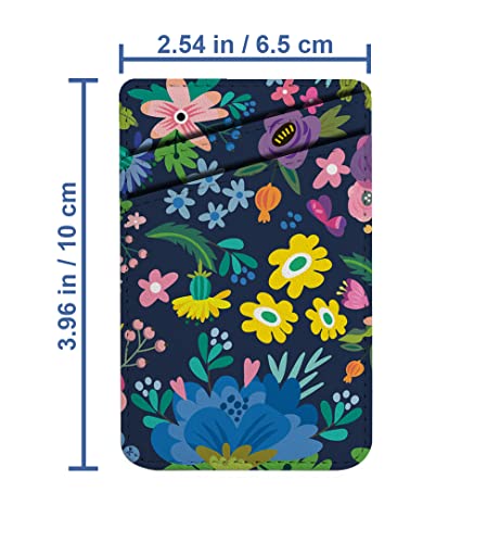 Diascia Pack of 2 - Cellphone Stick on Leather Cardholder ( Awesome Floral Bright Flowers Pattern Pattern ) ID Credit Card Pouch Wallet Pocket Sleeve