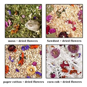 Hamiledyi Natural Dried Flowers Herb Bedding, Hamster Bedding, Small Pet Litter Habitat Soft Edible Treat Landscape Supplies for Guinea Pigs Rabbits Gerbils Rats Chinchillas (Dried Flowers Herb)