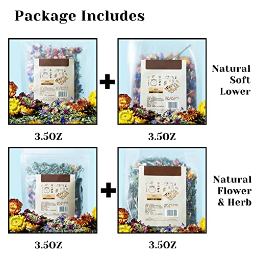 Hamiledyi Natural Dried Flowers Herb Bedding, Hamster Bedding, Small Pet Litter Habitat Soft Edible Treat Landscape Supplies for Guinea Pigs Rabbits Gerbils Rats Chinchillas (Dried Flowers Herb)