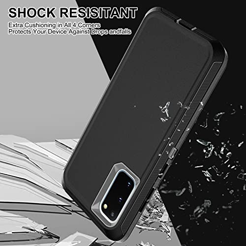 HONG-AMY for Samsung Galaxy S20 Case (NOT FIT Galaxy S20 FE/Plus/Ultra), with Self Healing Flexible TPU Screen Protector [2 Pack], 3 in 1 Heavy Duty Case for Samsung S20 5G (Black/Grey)