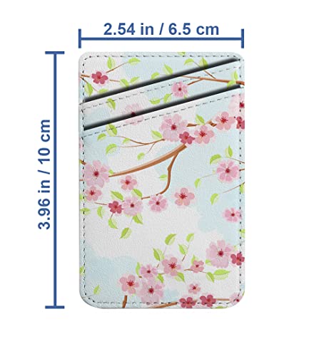 Diascia Pack of 2 - Cellphone Stick on Leather Cardholder ( Lovely Blossom Cherry Texture Pattern Pattern ) ID Credit Card Pouch Wallet Pocket Sleeve