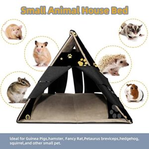 enheng Small Pet Hideout Gold Dog Paw Footprint and Star Pattern Hamster House Guinea Pig Playhouse for Dwarf Rabbits Hedgehogs Chinchillas