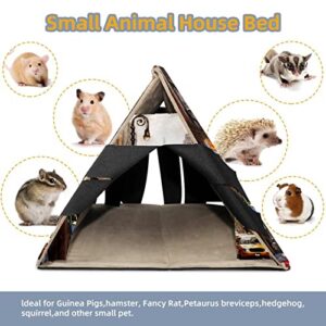 enheng Small Pet Hideout Woman Under Red Umbrella City Oil Painting Hamster House Guinea Pig Playhouse for Dwarf Rabbits Hedgehogs Chinchillas