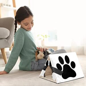 enheng Small Pet Hideout Dog Paw Print Animals Footprint Hamster House Guinea Pig Playhouse for Dwarf Rabbits Hedgehogs Chinchillas