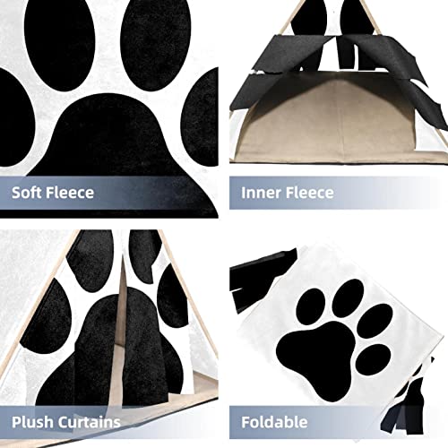 enheng Small Pet Hideout Dog Paw Print Animals Footprint Hamster House Guinea Pig Playhouse for Dwarf Rabbits Hedgehogs Chinchillas