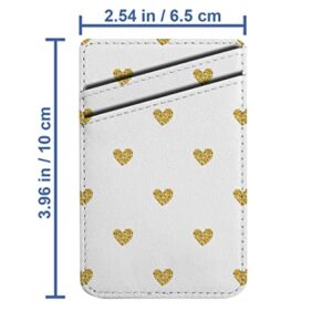 Diascia Pack of 2 - Cellphone Stick on Leather Cardholder ( Gold Heart Glitter Pattern Pattern ) ID Credit Card Pouch Wallet Pocket Sleeve