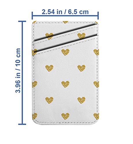 Diascia Pack of 2 - Cellphone Stick on Leather Cardholder ( Gold Heart Glitter Pattern Pattern ) ID Credit Card Pouch Wallet Pocket Sleeve