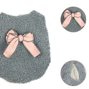 Toysructin Pet Clothes for Cold Weather, Soft Lamb Fleece Dog Coat Sweater Fall Winter Warm Vest with Elegant Bow, Plush Dog Jacket Comfort Puppy Clothing Coats for Small Medium Dogs Cats Girl Boy