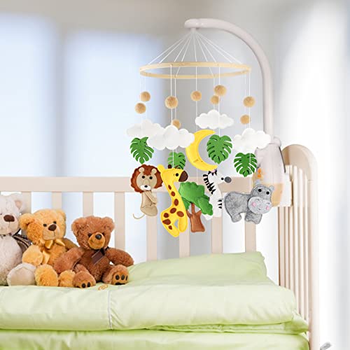 Woodland Mobile for Crib, Crib Mobile for Girls, Boys, Jungle Animals Baby Mobile for Bassinet, Pack and Play, Safari Nursery Mobiles, Gender Neutral Baby Gift