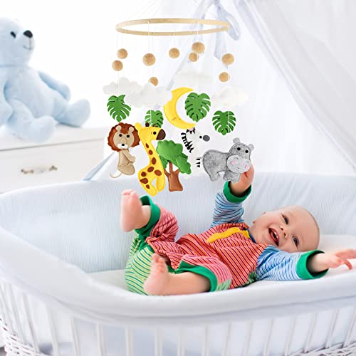 Woodland Mobile for Crib, Crib Mobile for Girls, Boys, Jungle Animals Baby Mobile for Bassinet, Pack and Play, Safari Nursery Mobiles, Gender Neutral Baby Gift