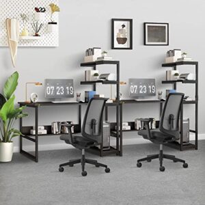 ALISENED Computer Desk with 4-Tier Storage Shelves, 43.3 inch Modern Large Office Desk Computer Table Studying Writing Desk Workstation with Bookshelf and Tower Shelf for Home Office