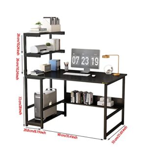 ALISENED Computer Desk with 4-Tier Storage Shelves, 43.3 inch Modern Large Office Desk Computer Table Studying Writing Desk Workstation with Bookshelf and Tower Shelf for Home Office