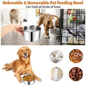 Dog Crate Water Bowl, 2 pcs Stainless Steel Large Dog Bowls, Durable Anti-Spill Pet Metal Bowl for Cage Kennel Crate, Hanging Water/Food Bowl for Medium & Large Dogs (7.1x3.5'' & 6.3x2.6'')