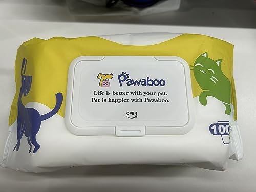 Pawaboo Dog Wipes for Paws and Butt, Unscented Hypoallergenic Pet Wipes for Dog Cat, Soft Thick Dog Grooming Wipe for Cleaning Deodorizing with Lids, Puppy Wipes for Face Ears Body- 1Pack/100Count