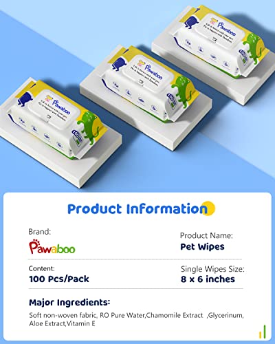 Pawaboo Dog Wipes for Paws and Butt, Unscented Hypoallergenic Pet Wipes for Dog Cat, Soft Thick Dog Grooming Wipe for Cleaning Deodorizing with Lids, Puppy Wipes for Face Ears Body- 1Pack/100Count