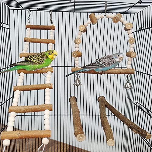 Luonfels Bird Swing Perches Ladder Perch for Parakeet Budgies Parrot Cockatiels Conure Lovebirds 4 Pack