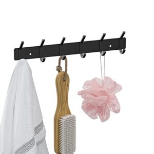 VAEHOLD Black Hat Rack, Coat Rack Wall Mount, Space Aluminum Wall Hooks Rack for Hanging Robes, Bag, Key, Row Hook with 6 Double Hooks, Towel Hanger Organizer for Bathroom, Kitchen, Bedroom