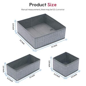 Onlyeasy Foldable Cloth Storage Box Closet Dresser Drawer Organizer Cube Basket Bins Containers Divider with Drawers for Scarves, Underwear, Bras, Socks, Ties, 6 Pack, Herringbone Grey, 7MNRCB6P