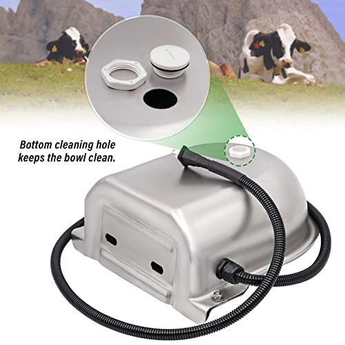 KHEARPSL Automatic Heated Water Bowl Heated Pet Dog Bowl Thermal-Bowl Livestock Water Trough Heated Waterer for Dog Cattle Horse Chicken Pig Goat (Flat Bottom)