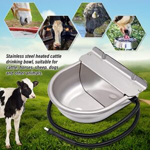 KHEARPSL Automatic Heated Water Bowl Heated Pet Dog Bowl Thermal-Bowl Livestock Water Trough Heated Waterer for Dog Cattle Horse Chicken Pig Goat (Flat Bottom)