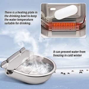 KHEARPSL Automatic Heated Water Bowl Heated Pet Dog Bowl Thermal-Bowl Livestock Water Trough Heated Waterer for Dog Cattle Horse Chicken Pig Goat (Flat Bottom)