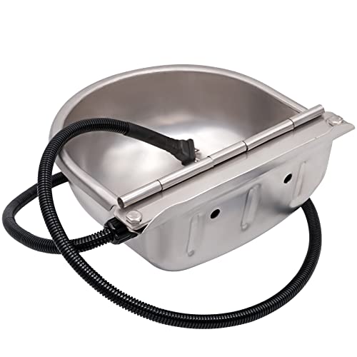 KHEARPSL Automatic Heated Water Bowl Heated Pet Dog Bowl Thermal-Bowl Livestock Water Trough Heated Waterer for Dog Cattle Horse Chicken Pig Goat (Curved Bottom)