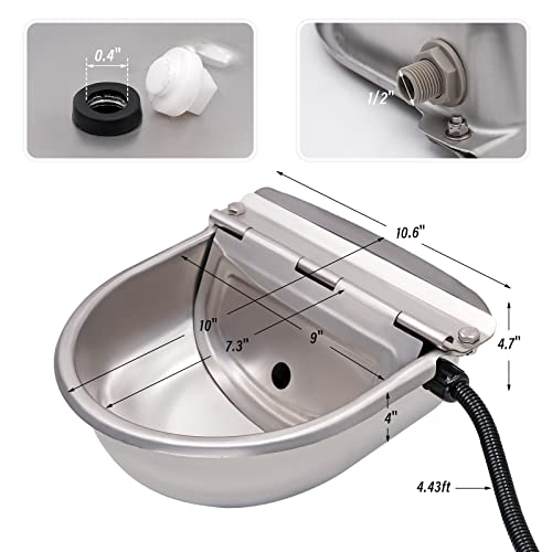 KHEARPSL Automatic Heated Water Bowl Heated Pet Dog Bowl Thermal-Bowl Livestock Water Trough Heated Waterer for Dog Cattle Horse Chicken Pig Goat (Curved Bottom)