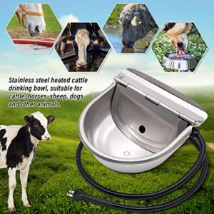 KHEARPSL Automatic Heated Water Bowl Heated Pet Dog Bowl Thermal-Bowl Livestock Water Trough Heated Waterer for Dog Cattle Horse Chicken Pig Goat (Curved Bottom)