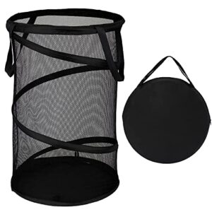 battoo large collapsible laundry basket foldable mesh pop up hamper with handles for laundry room, bathroom, kids room, college dorm, travel, storage organizer black