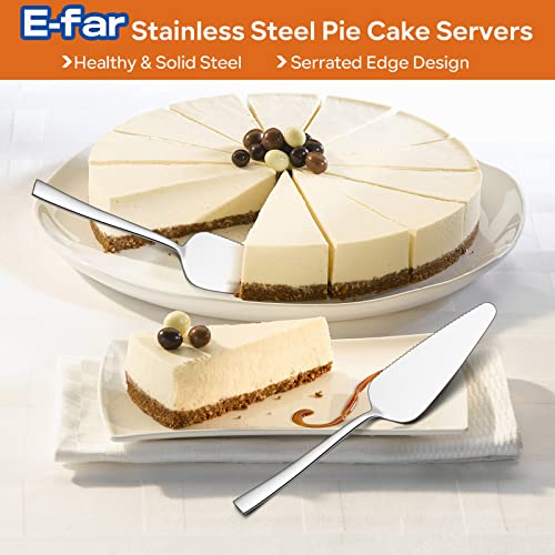 Pie Server Set of 5, E-far 8.9 Inch Stainless Steel Cake Server Cutter for Pastry Cheese Pizza, Serrated Edge with Square Handle, Mirror Polished & Dishwasher Safe