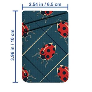 Diascia Pack of 2 - Cellphone Stick on Leather Cardholder ( Decorative Ladybugs Pattern Pattern ) ID Credit Card Pouch Wallet Pocket Sleeve