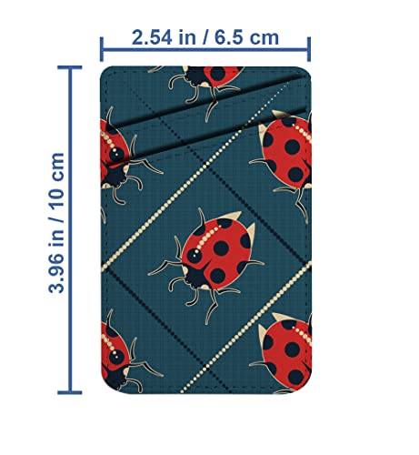 Diascia Pack of 2 - Cellphone Stick on Leather Cardholder ( Decorative Ladybugs Pattern Pattern ) ID Credit Card Pouch Wallet Pocket Sleeve