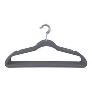 Simplify Slim Velvet Clothes Hangers | 100 Pack | Non-Slip | Shirts | Suit | Pants | Dresses | Garments | Closet Storage & Organization | Durable | Grey