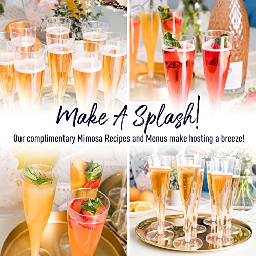 PRESTIGE Ice Bucket for Parties (3.5L) & 24 Mimosa Glasses (5 Oz) | Champagne Bucket w/Plastic Champagne Flutes. Disposable Brunch Cups, Bridal Shower Decorations Wine Chiller, Birthday Bar Supplies