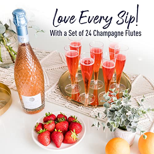 PRESTIGE Ice Bucket for Parties (3.5L) & 24 Mimosa Glasses (5 Oz) | Champagne Bucket w/Plastic Champagne Flutes. Disposable Brunch Cups, Bridal Shower Decorations Wine Chiller, Birthday Bar Supplies