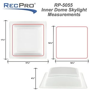 RecPro RV Skylight Inner Dome with Clear Window | 14" x 14" Universal Inner Skylight