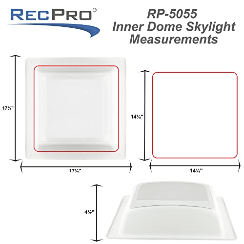 RecPro RV Skylight Inner Dome with Clear Window | 14" x 14" Universal Inner Skylight