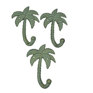 things2die4 set of 3 verdigris cast iron palm tree wall hanging hooks towel hat coat rack