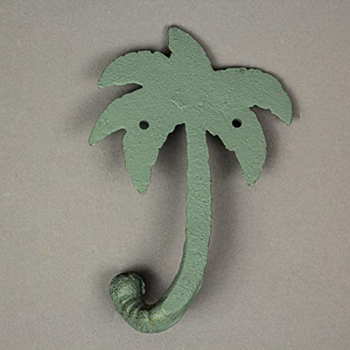 Things2Die4 Set of 3 Verdigris Cast Iron Palm Tree Wall Hanging Hooks Towel Hat Coat Rack