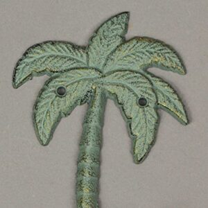 Things2Die4 Set of 3 Verdigris Cast Iron Palm Tree Wall Hanging Hooks Towel Hat Coat Rack