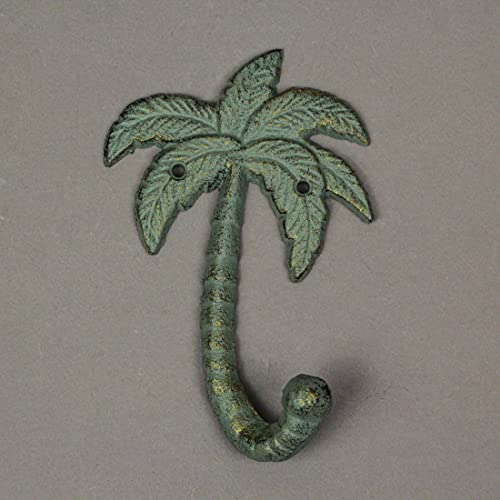 Things2Die4 Set of 3 Verdigris Cast Iron Palm Tree Wall Hanging Hooks Towel Hat Coat Rack