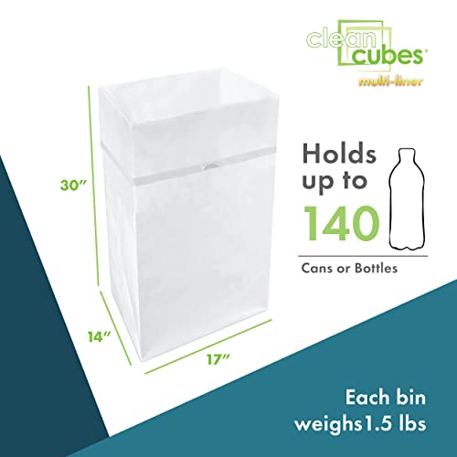 Clean Cubes (Multi-Liner 30 Gallon Trash Cans & Recycle Bins for Sanitary Garbage Disposal. Disposable Containers for Parties, Events, Recycling, and More. 3 Pack (White)