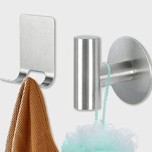 hadwer towel hooks 6 pack - silver towel hooks heavy duty robe hooks for bathroom （two types of hooks）