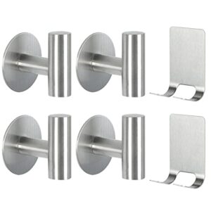 HADWER Towel Hooks 6 Pack - Silver Towel Hooks Heavy Duty Robe Hooks for Bathroom （Two Types of Hooks）