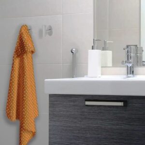 HADWER Towel Hooks 6 Pack - Silver Towel Hooks Heavy Duty Robe Hooks for Bathroom （Two Types of Hooks）