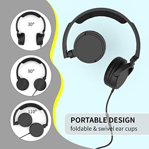 AUOUA Life On Music Headphones with Microphone, Lightweight and Folding Wired 3.5mm Stereo Headsets for Kids Teens, Adjustable Headband Stereo Headset for Computer Ipad Android Phone