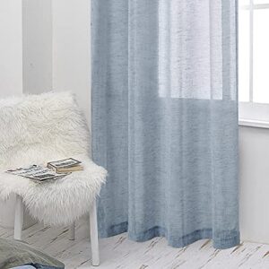 BONZER Burlap Linen Sheer Curtains for Living Room - Grommet Top Sheer Drapes 63 inches Length Light Filtering Voile Window Curtain for Bedroom, Set of 2 Panels (54 x 63 Inch, Sky Blue)