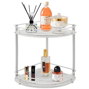 2-tier corner shelf bathroom countertop organizer,vanity organizer cosmetic holder perfume makeup standing rack,kitchen countertop spice rack organizer wooden storage shelf under sink organizers